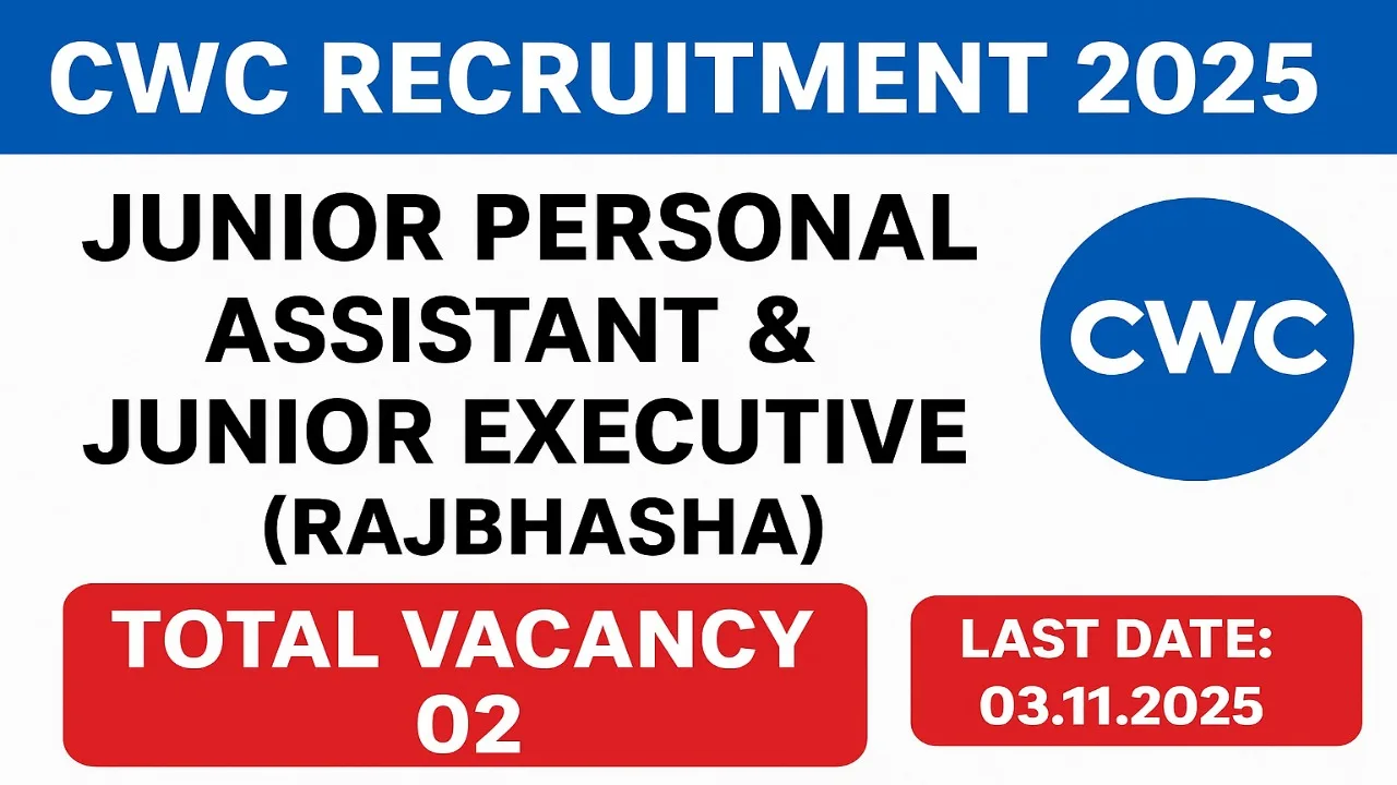 CWC Recruitment 2025 – Apply Online for Rajbhasha & PA Posts